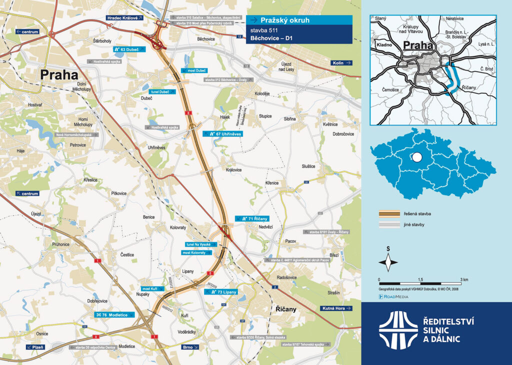 Vizualizace dálnice D0 (Pražský okruh): Úsek 511, Běchovice - D1
